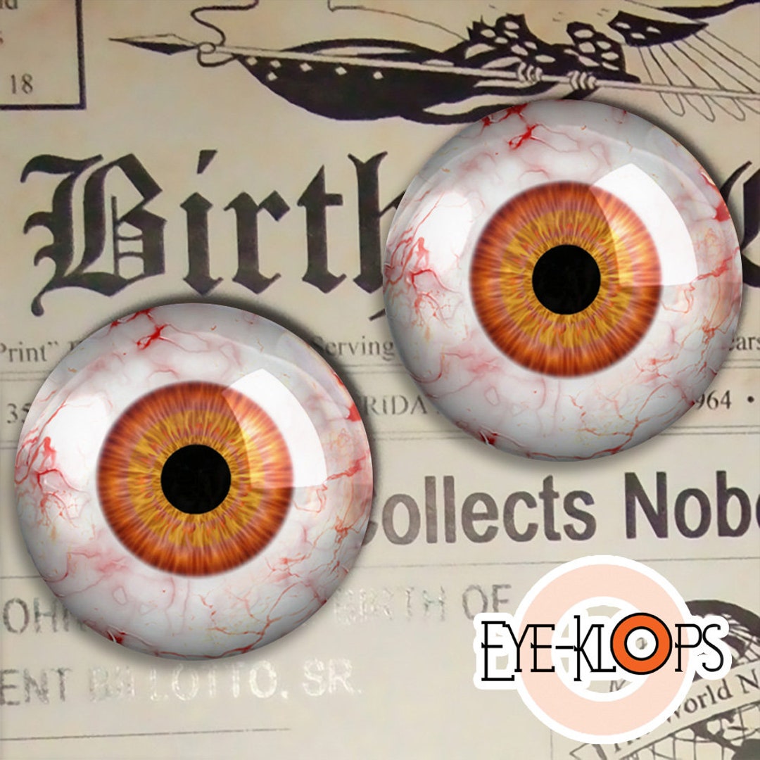 Orange Glass Eyes - Realistic Bloodshot Human Doll Taxidermy Eyeballs ...