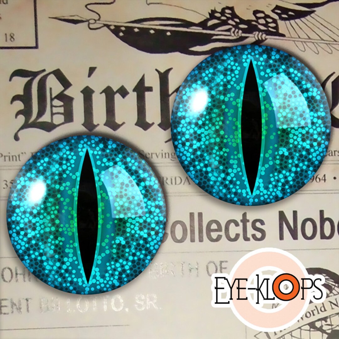 Blue Cat Eyes -PIXEL FREE- Cartoon Taxidermy Fantasy Creature Glass ...