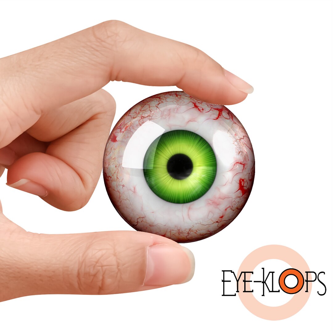 Green Exorcist Glass Eye - Halloween Bloodshot Monster Eyeball 1pc 50mm ...
