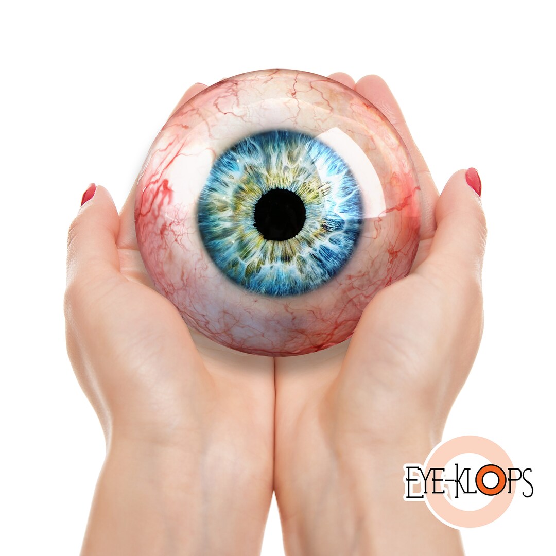 HUGE Blue Human Eye - Realistic Bloodshot Macro Taxidermy Glass Eyeball ...