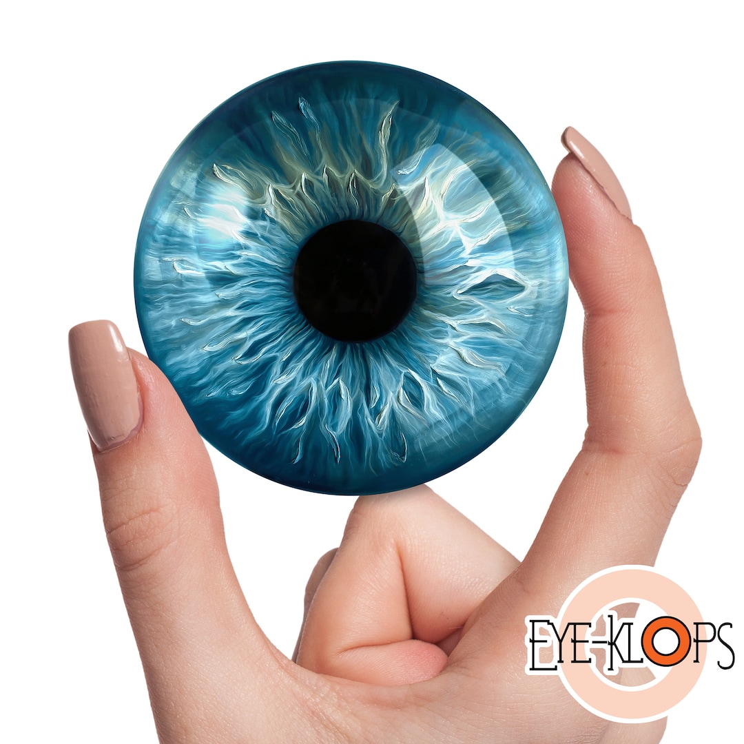 Ocean Blue Glass Eye - Extra Large Macro Human Doll Taxidermy Eyeball ...