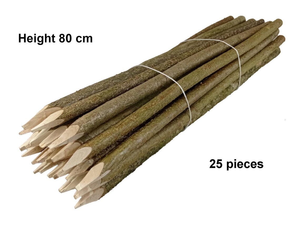 Walnut Wood Garden Fence Posts: Natural Pointed Pegs (height 80cm 25 ...