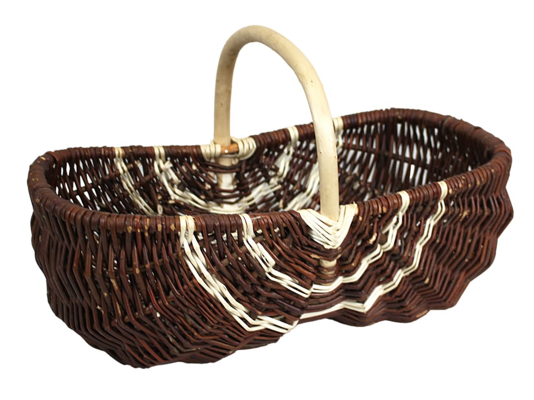 Wicker Garden Basket - Natural Wicker Color - Rustic With a White ...