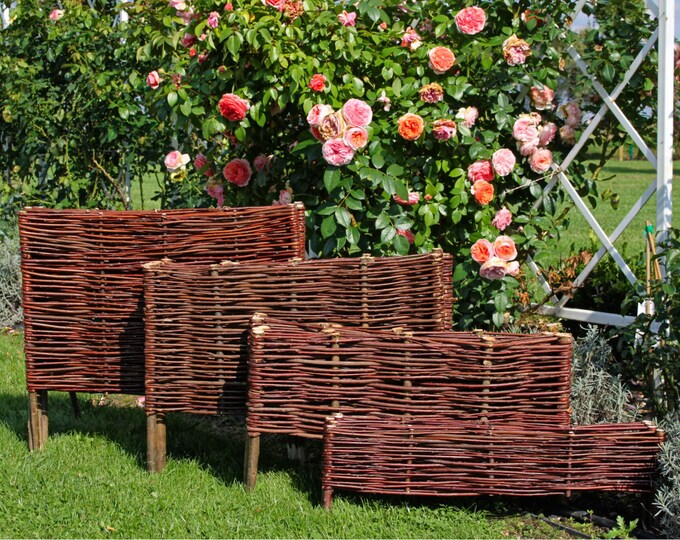 A Set of Five Wicker Fences for the Garden, Natural Fence, Decorative ...