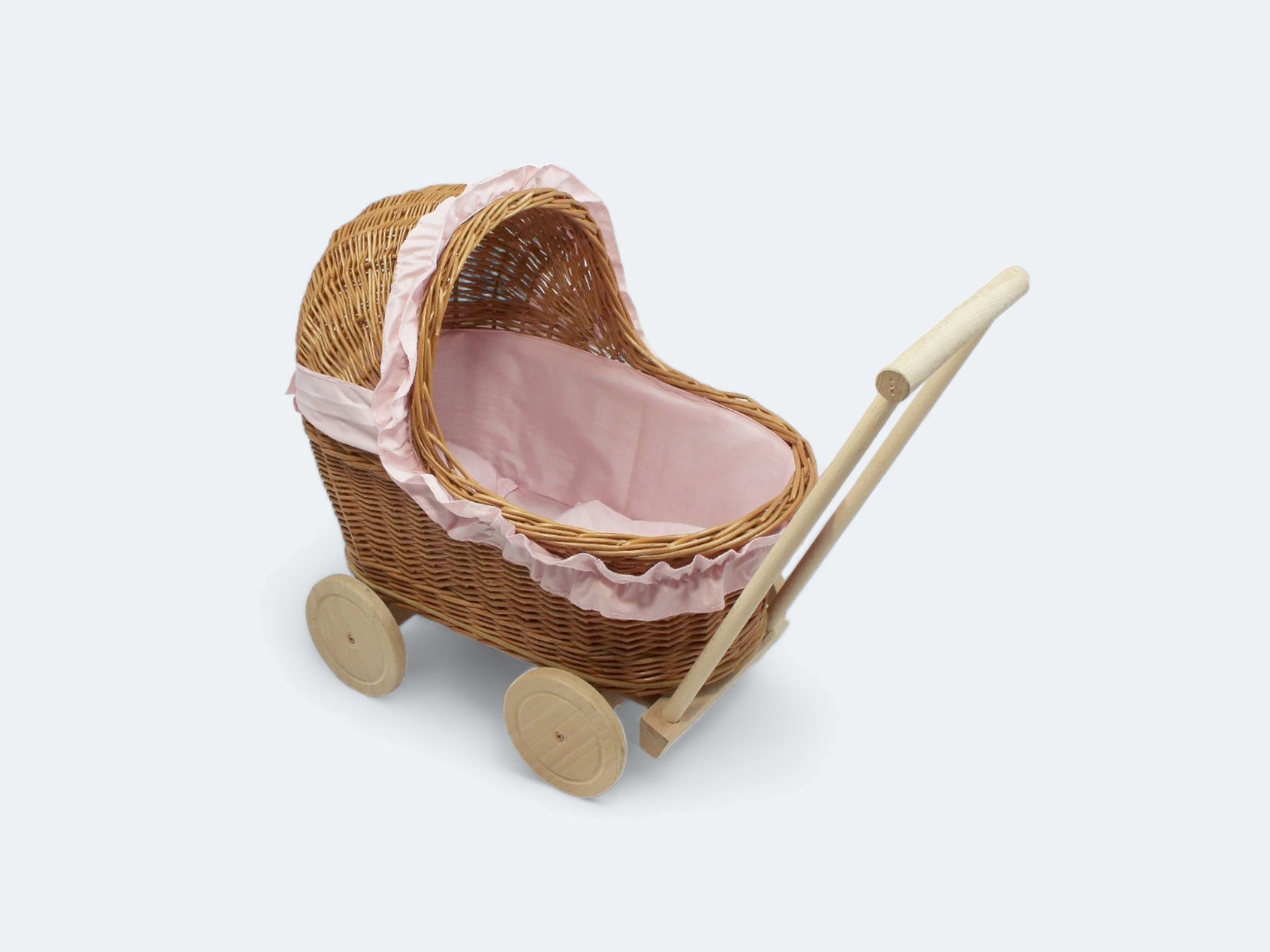 Wicker Doll Pram: Rustic Toy Buggy, Natural Play Walker - Etsy