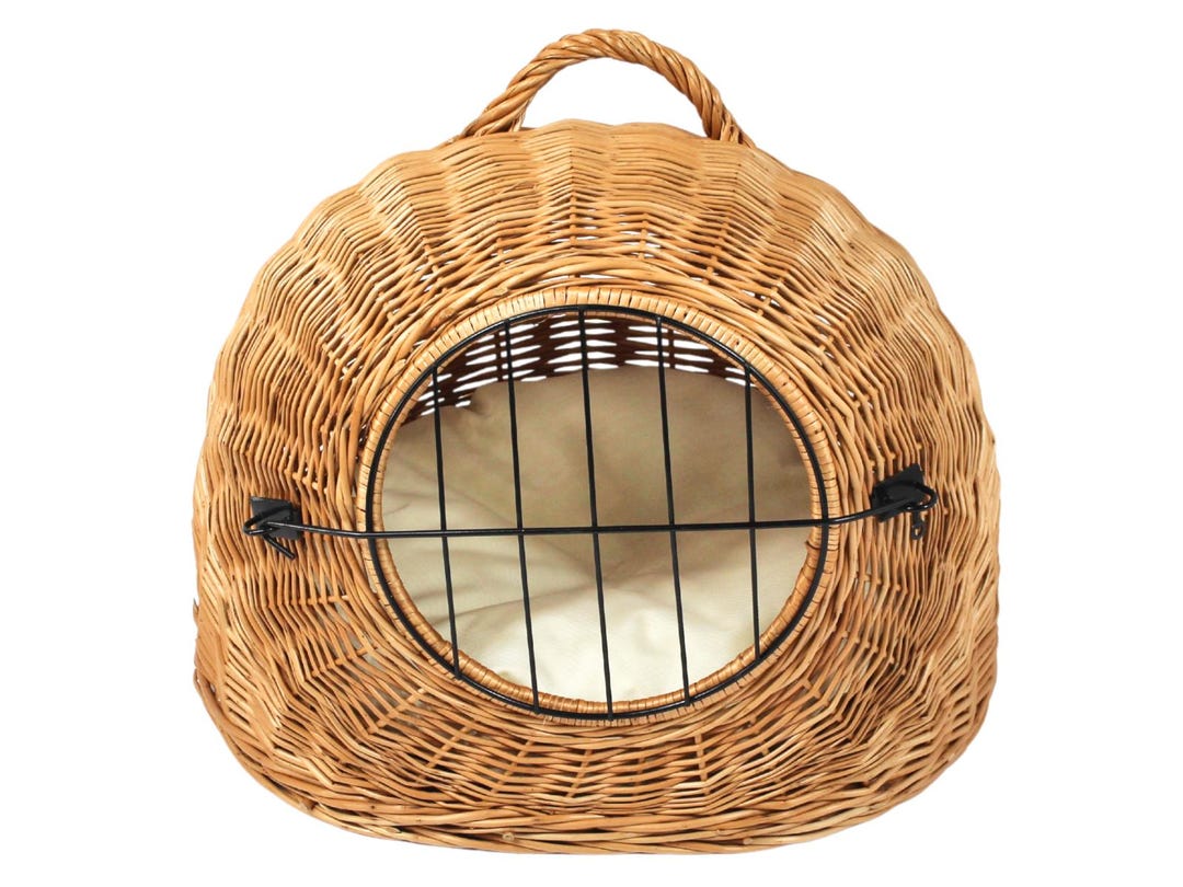 Wicker Basket Basket Cave With Grid and Carrying Handle - Dimensions ...
