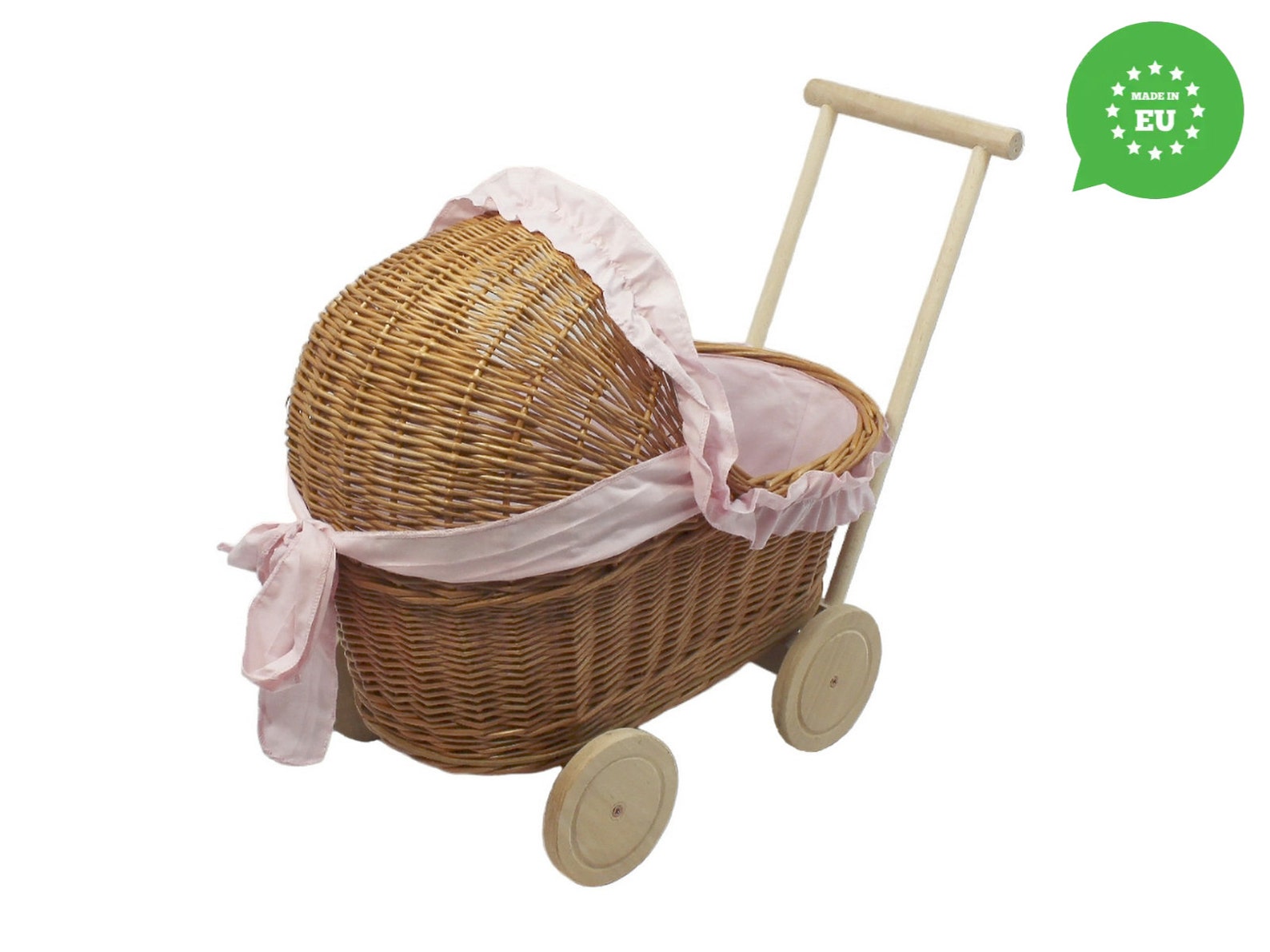 Wicker Doll Pram: Rustic Toy Buggy, Natural Play Walker - Etsy