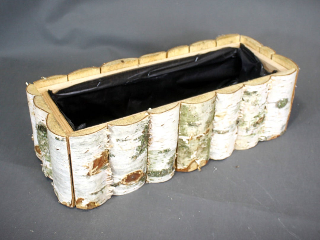 Rectangular Birch Wood Planter Box: Foil Lined Garden Pot - Etsy