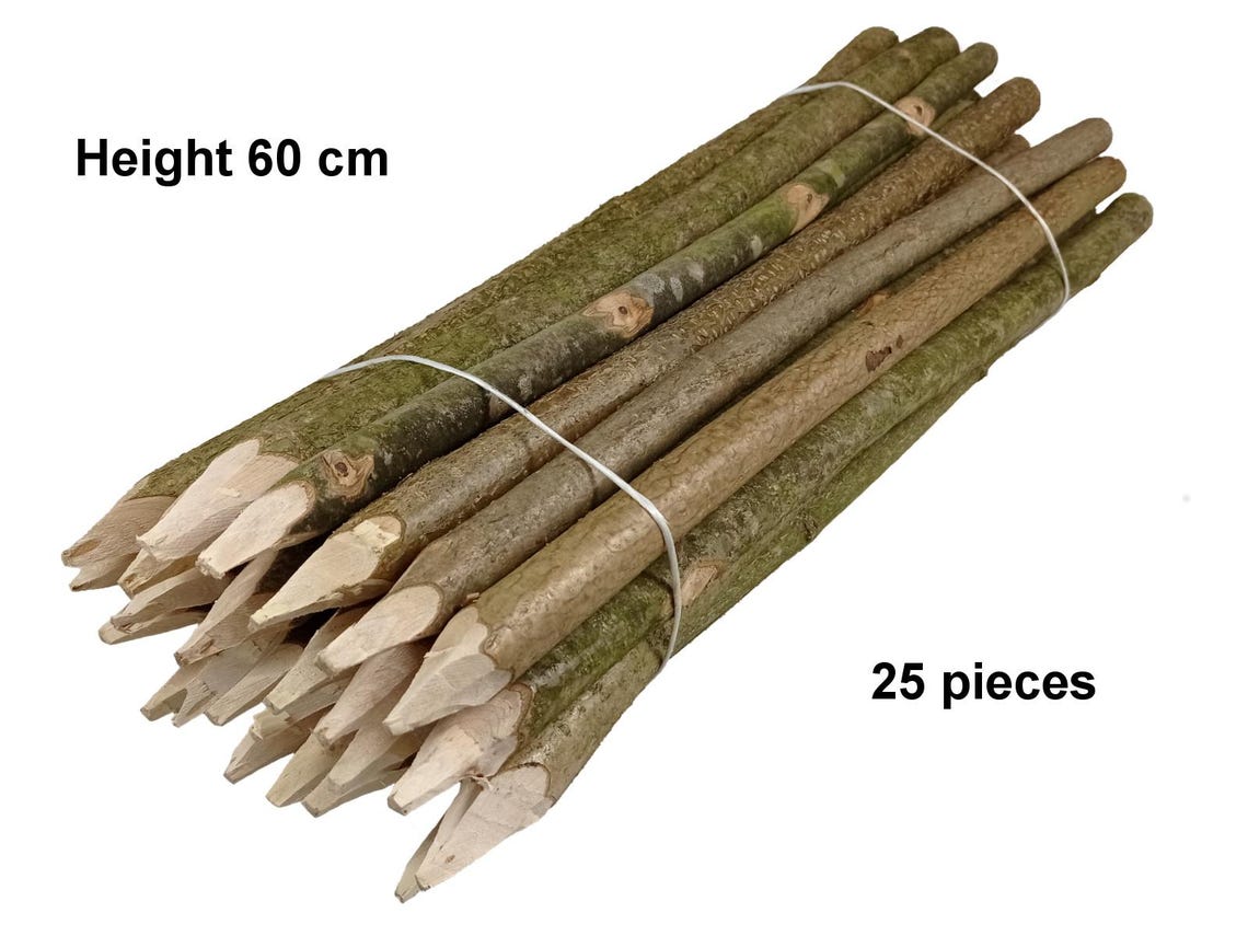 Walnut Wood Garden Fence Posts: Natural Pointed Pegs (height 60cm 25 ...