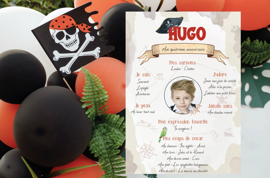 Child Birthday Poster Pirate Theme Custom Poster - Etsy