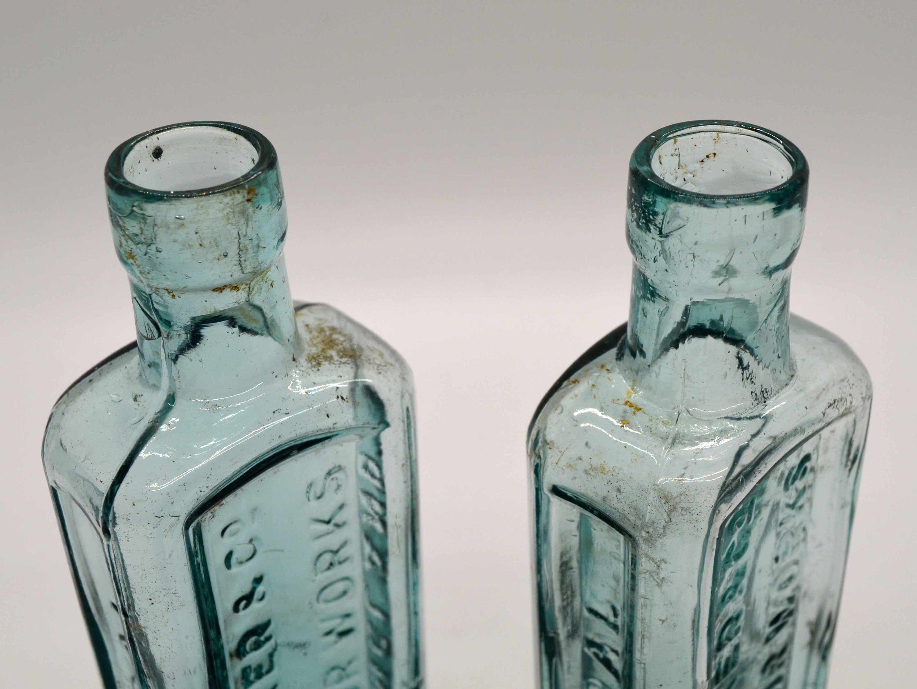 Two Vintage Whitaker & Co. Colour Works Kendal Aqua Bottles - Etsy UK