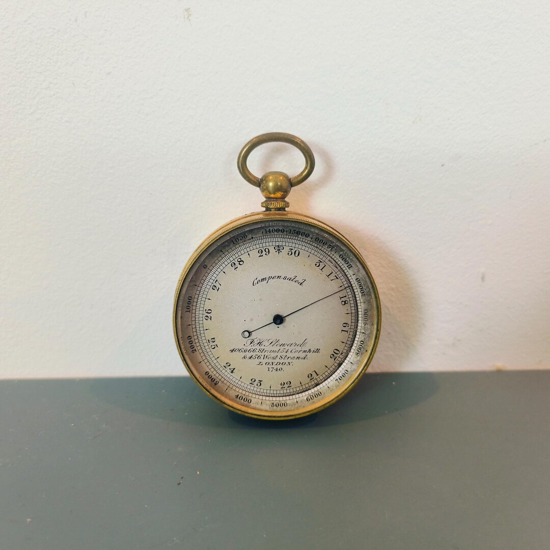 Antique Brass Pocket Barometer, Barometer Pendant, Accessories, Magnetic Field, Altitude ...
