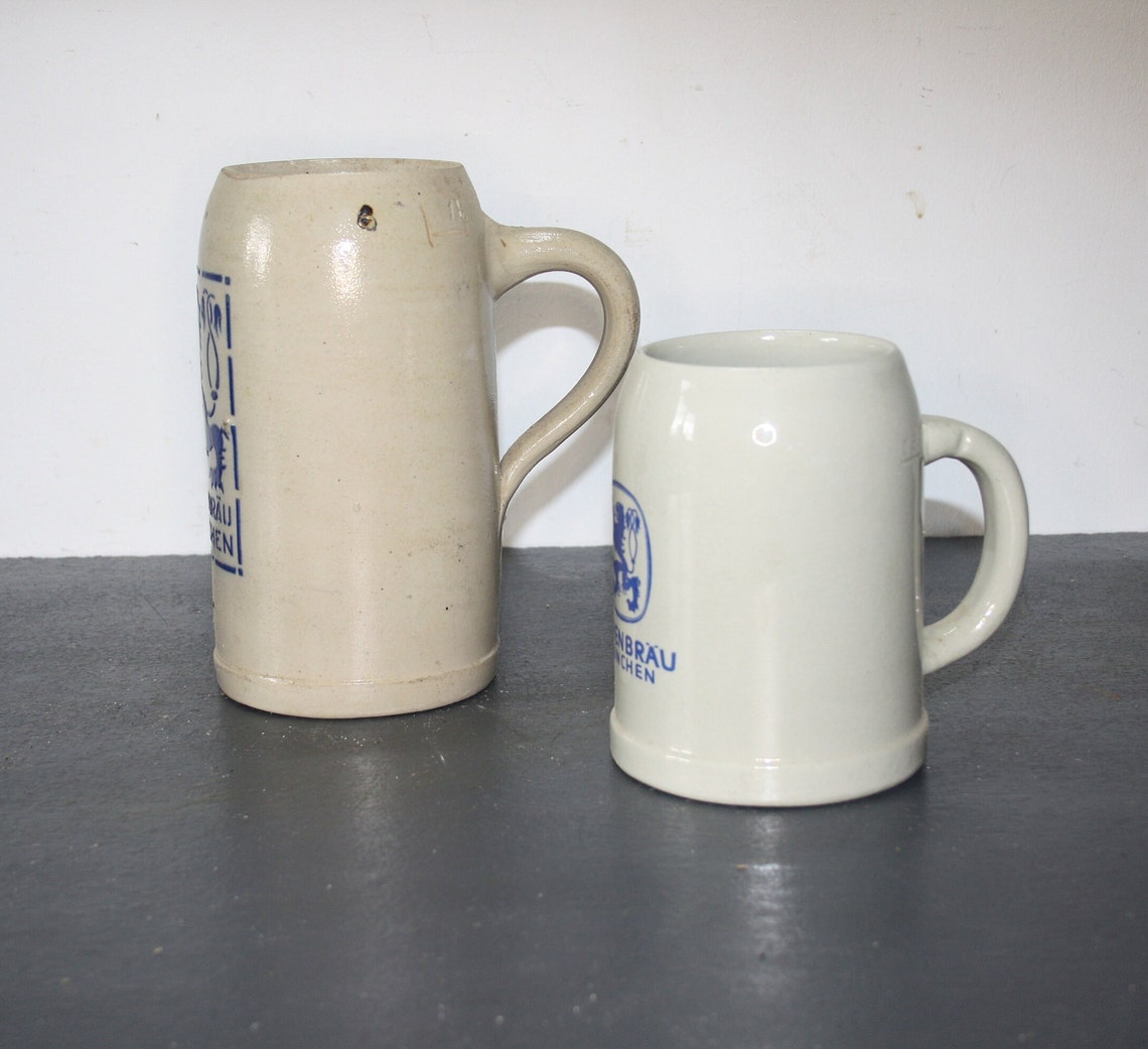 Vintage German Ceramic Beer Mugs 1L, Vintage Beer Mugs, Lowenbrau ...