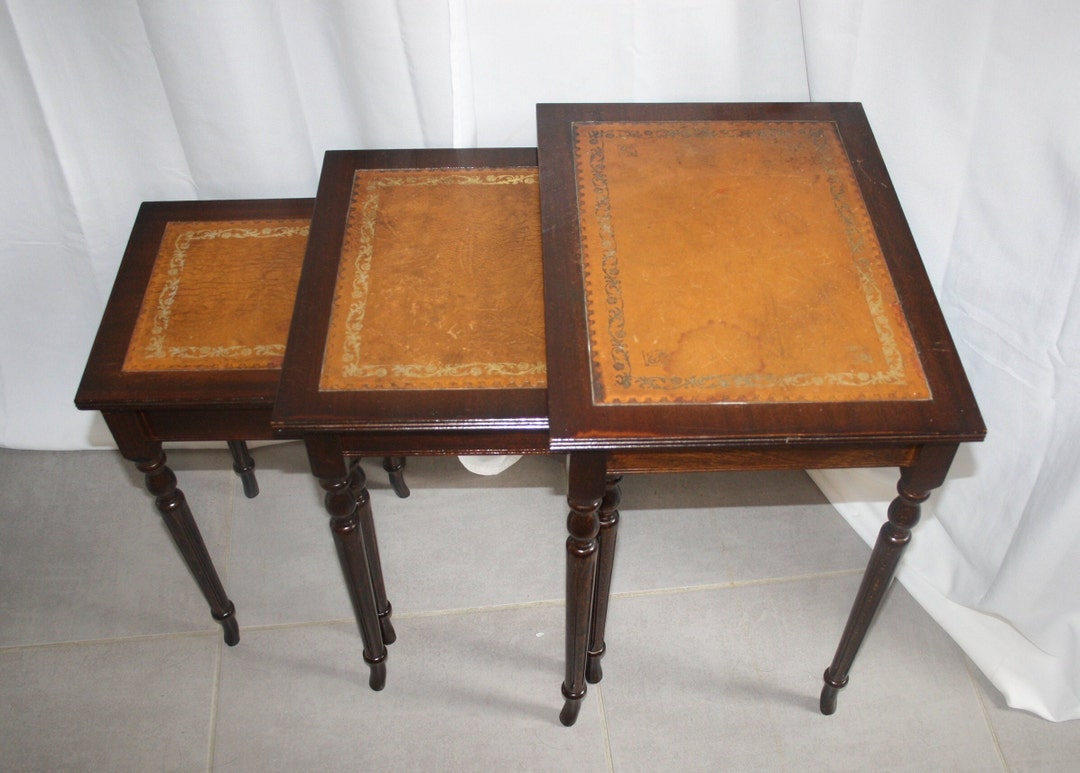 Antique Wooden Nesting Tables, Vintage Wooden Tables, French Nesting ...