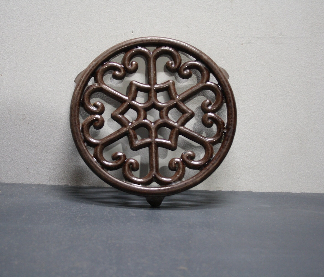 Rare Antique Trivet, Vintage Cast Iron Trivet, Enameled Cast Iron ...