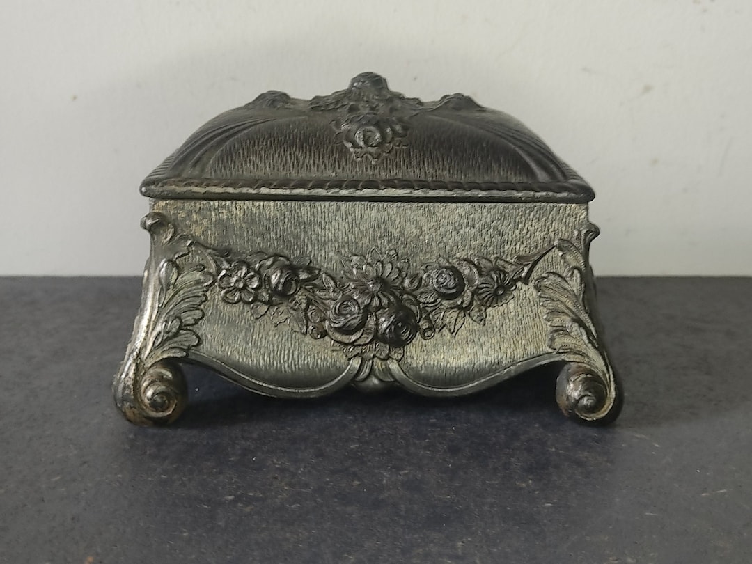 Jewelry Box in Silver Metal, Jewelry Box, Rectangle Jewelry Chest, Made ...