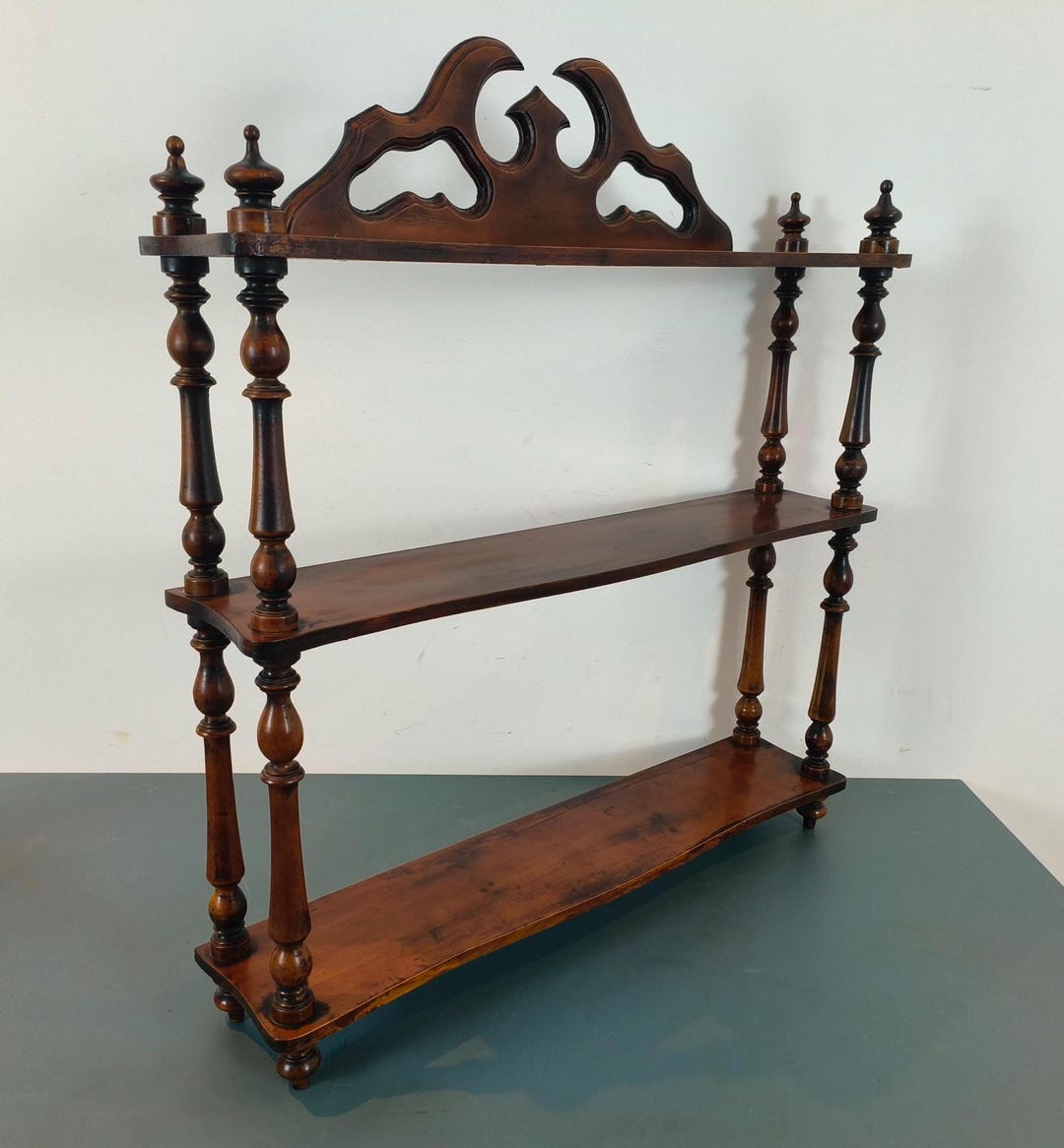 Antique Wooden Wall Shelf, Made in France, Hanging Shelves, Interior ...