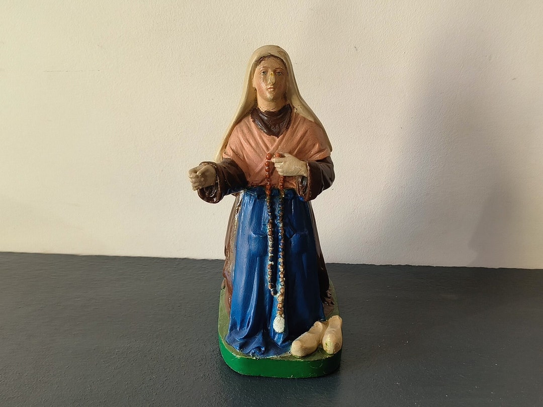 Old Bernadette Soubirou Statue, Religious Icon, Sacred Heart, Plaster ...