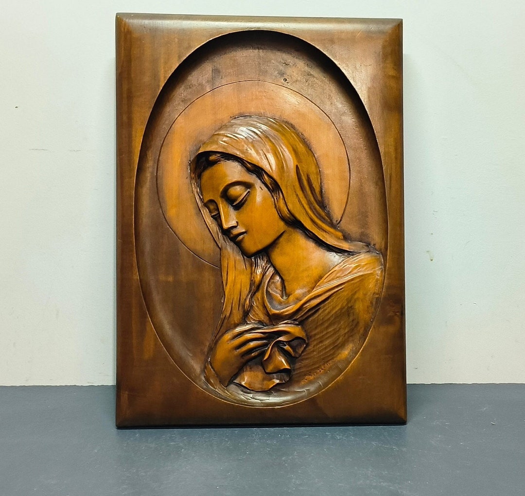 Wood Carving Jesus Christ, Vintage Wood Frame Christ, Pious Sculpture ...