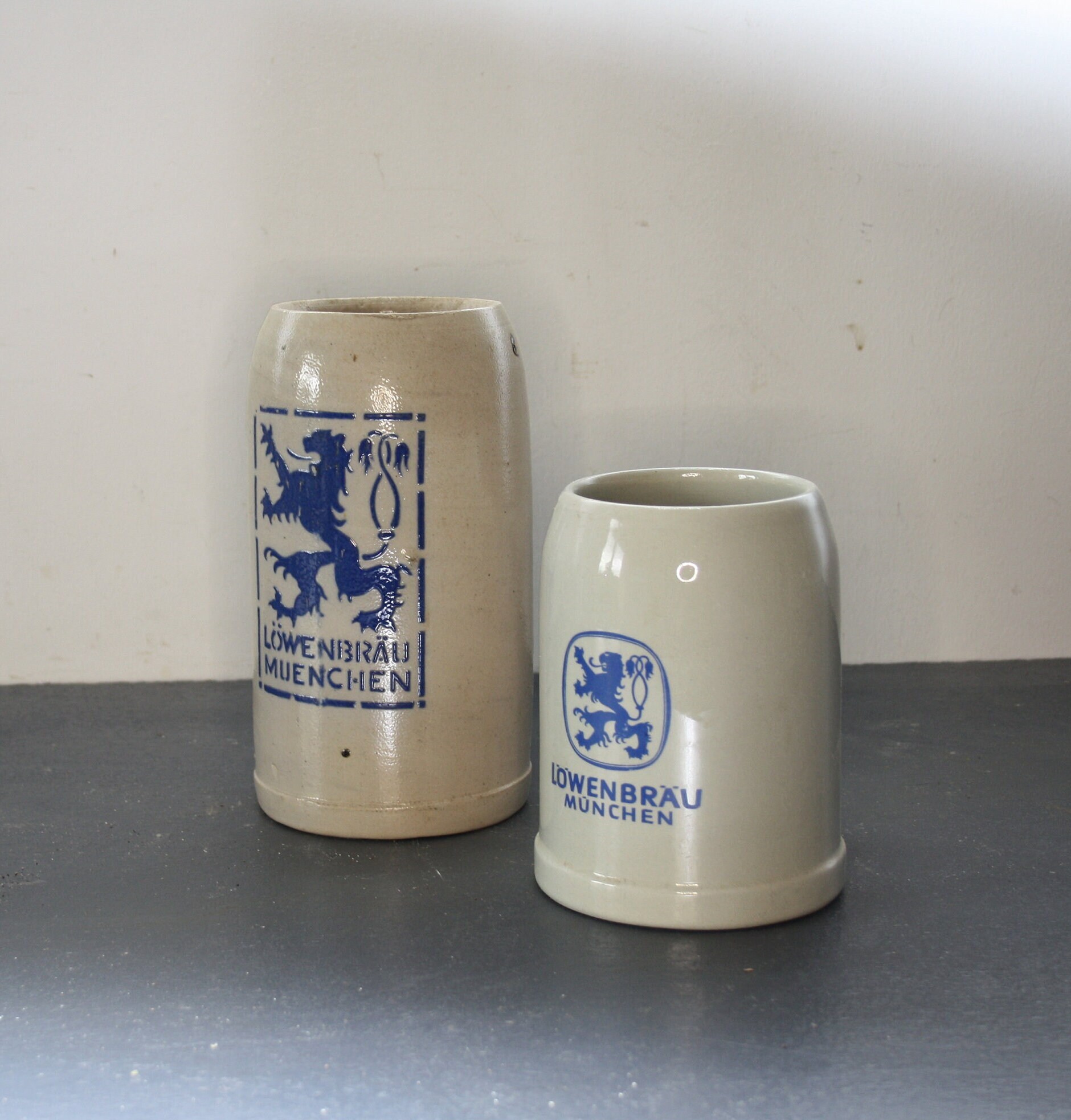 Vintage German Ceramic Beer Mugs 1L, Vintage Beer Mugs, Lowenbrau ...