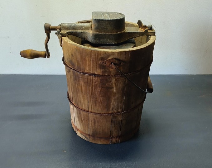 Antique Hand-cranked Ice Cream Maker, Old Reliance Husqvarna SWEDEN 4 ...