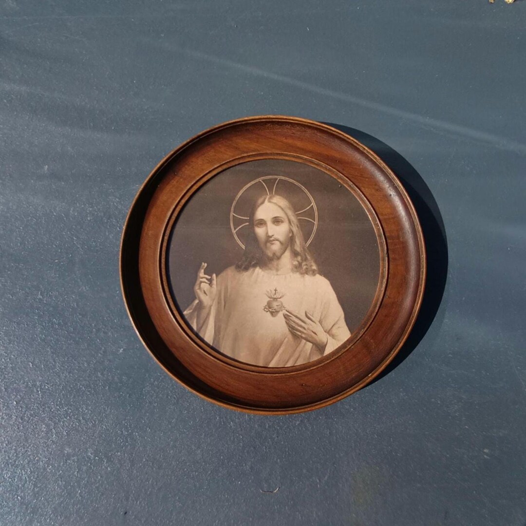 Jesus Christ Frame, Relic, Antique, Pious Image, Frame Under Glass Year ...