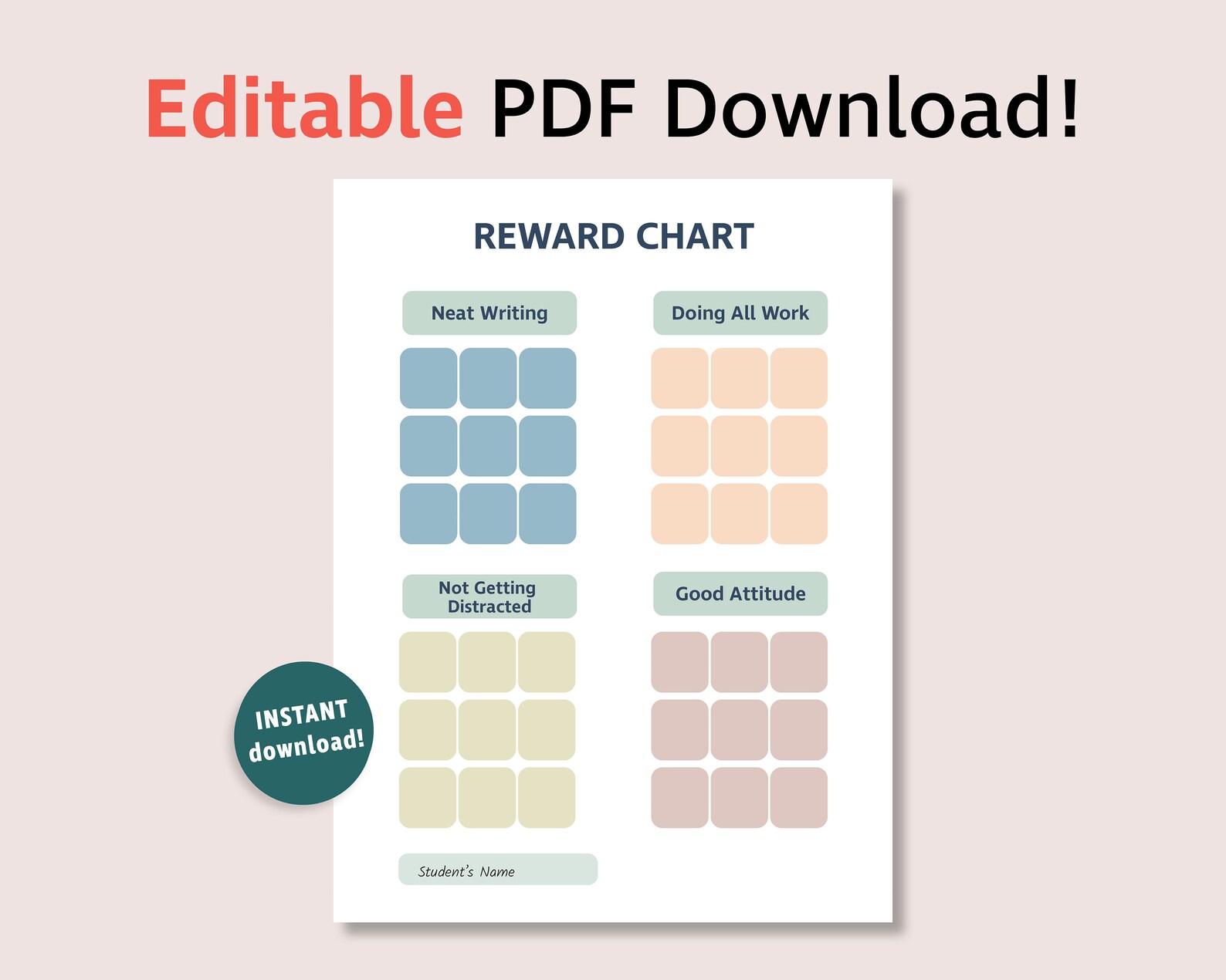 Reward Chart, Homeschool Incentive, Editable Printable, Student, Kids ...
