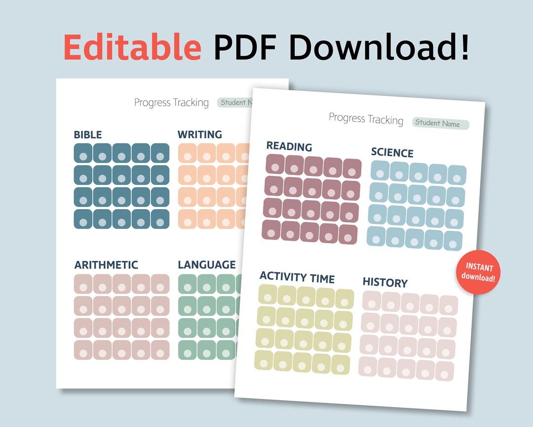 Tracking Lessons Chart, Monthly, Homeschool Progress Tracking, Editable ...