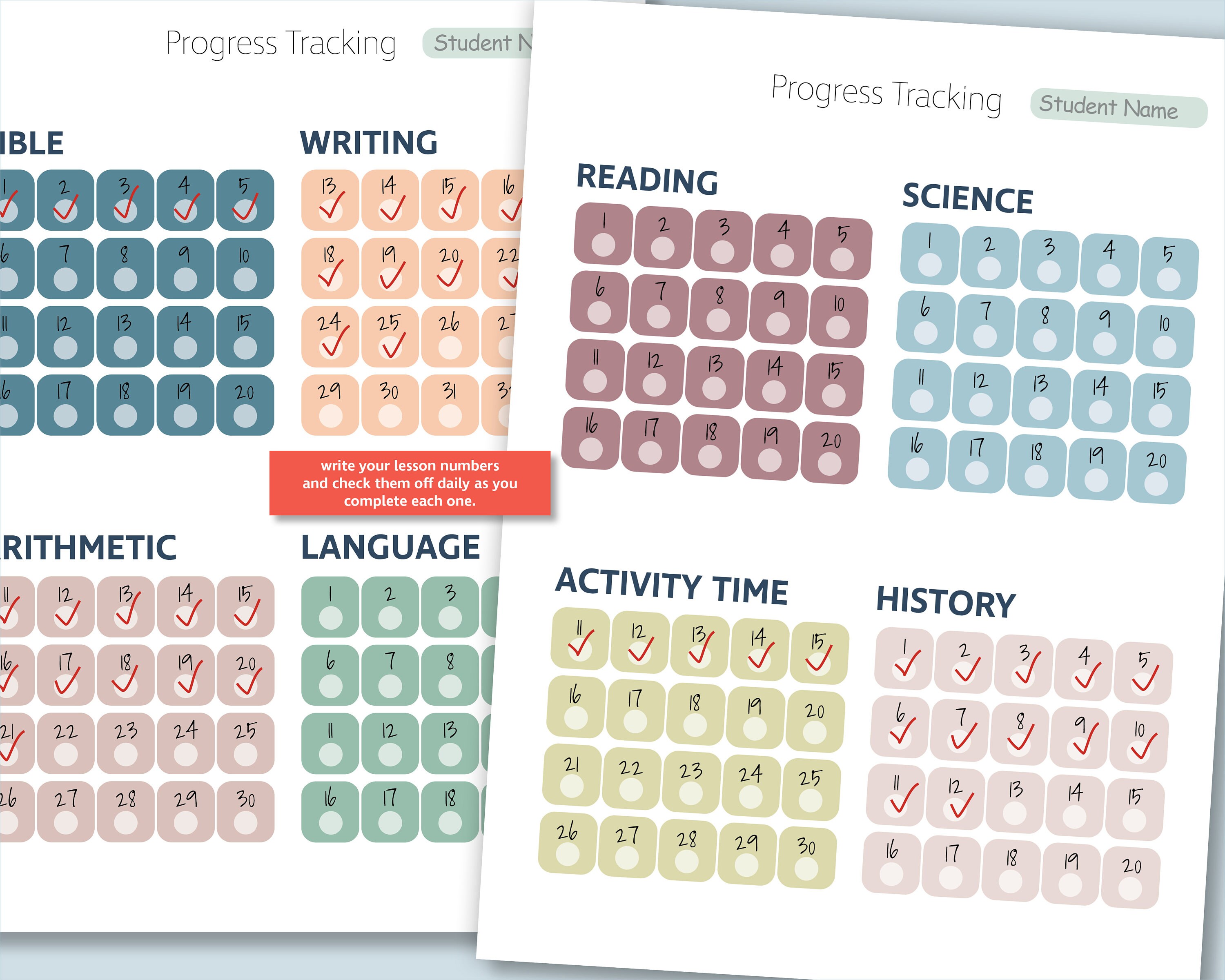 Tracking Lessons Chart, Monthly, Homeschool Progress Tracking, Editable ...