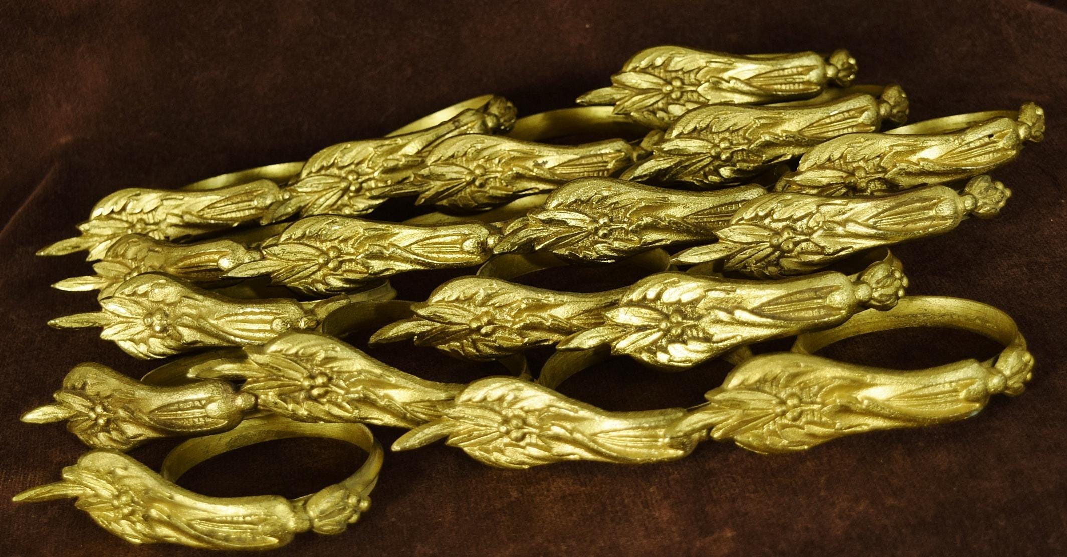 Superb SET 18 Antique French Gilded Metal Chateau Curtain Rings, 19th ...