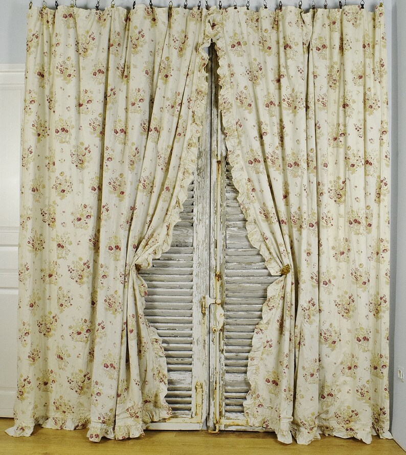 Heavenly PAIR Large Rare Antique French Cotton Chateau Curtains ...