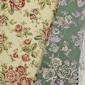 Gorgeous Long Vintage French Red Roses & Leaves Woven 'tapestry' Fabric ...