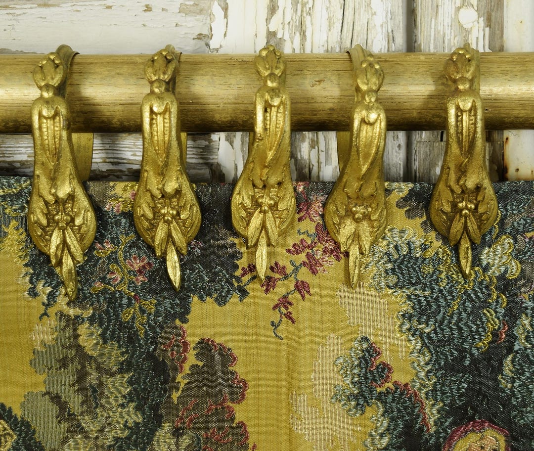 Superb SET 18 Antique French Gilded Metal Chateau Curtain Rings, 19th ...