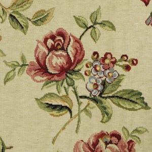 Gorgeous Long Vintage French Red Roses & Leaves Woven 'tapestry' Fabric ...