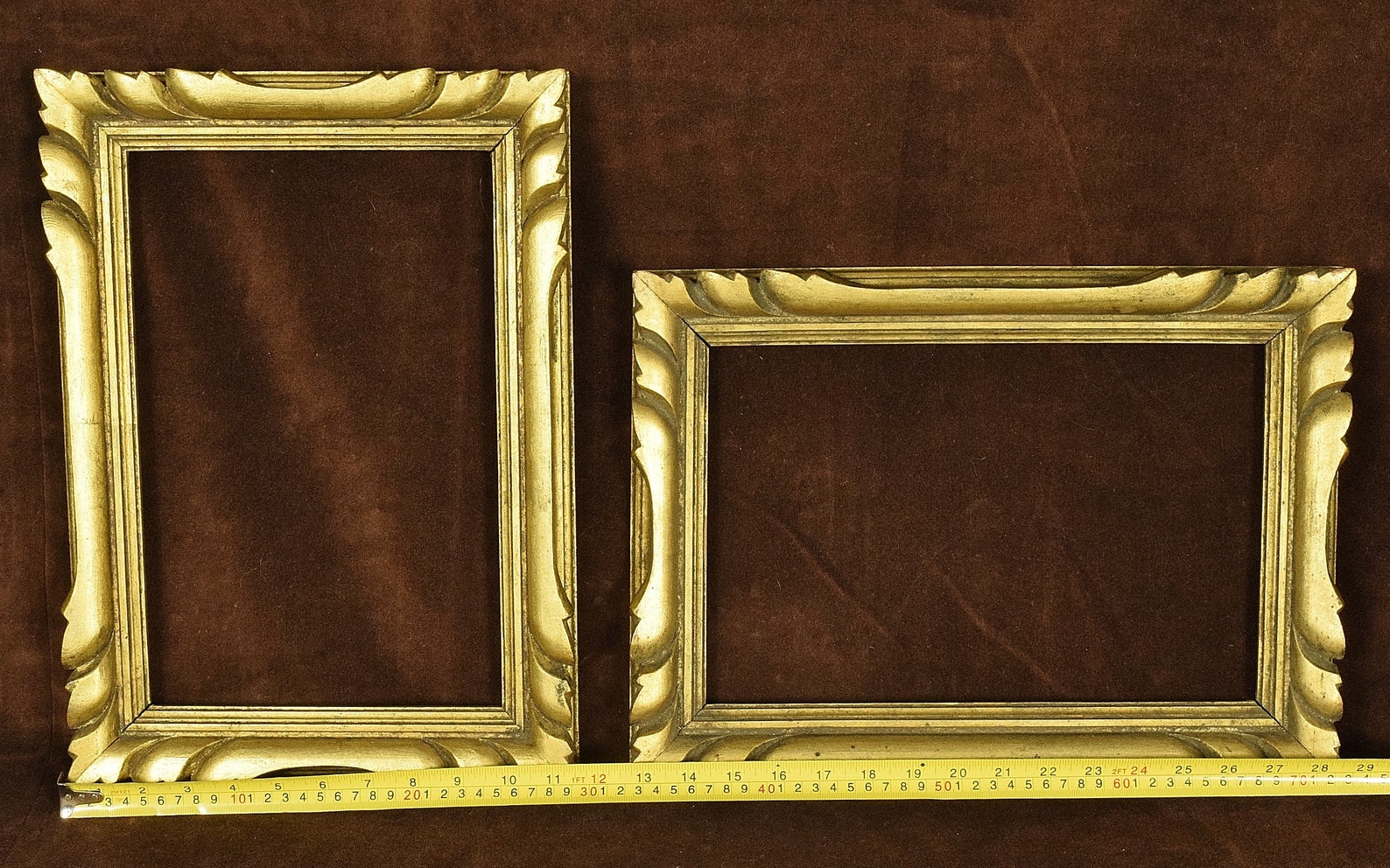 Fabulous PAIR Antique French Carved Wood Rectangular Gilded Picture ...