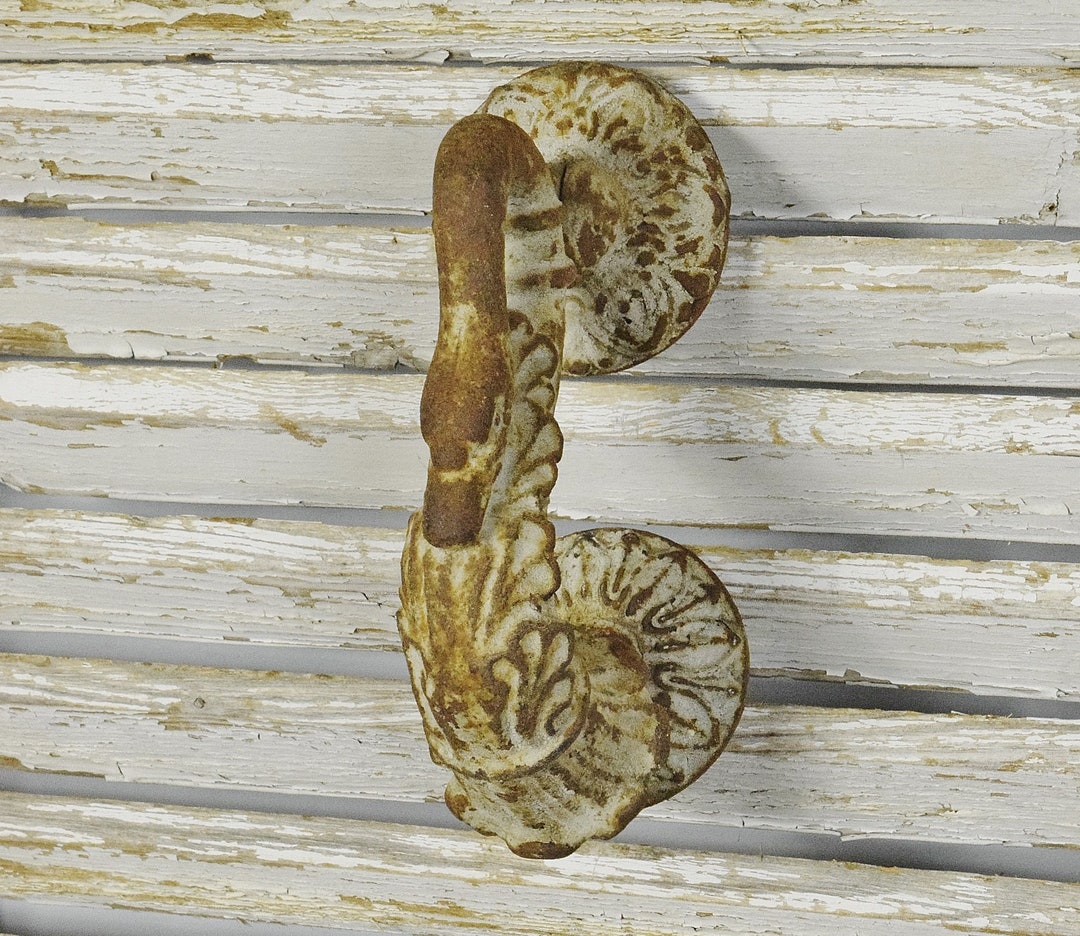 Magnificent Antique French Cast Iron Swan Chateau Door Knocker & Plate ...