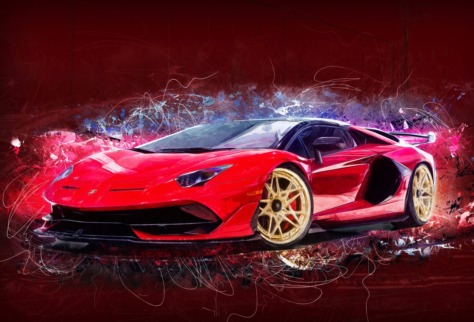 Custom Car Art, Grunge Style Auto Portraits, Graphic Car Illustration ...