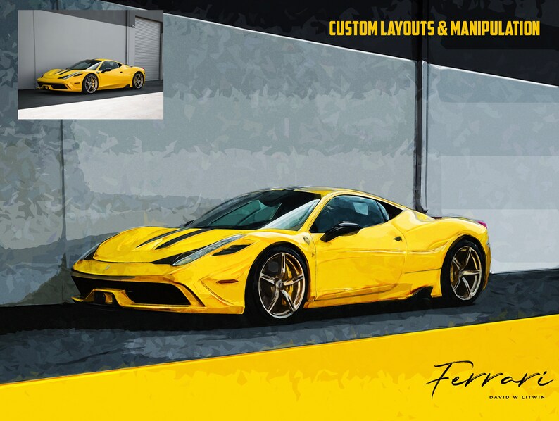 Custom Modern Car Portraits Custom Car Painting Great | Etsy