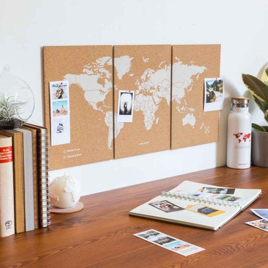 Cork World Map - Woody Map Natural Puzzle - Etsy