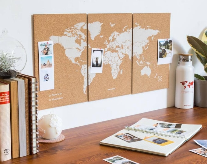 Cork World Map - Woody Map Natural Puzzle - Etsy