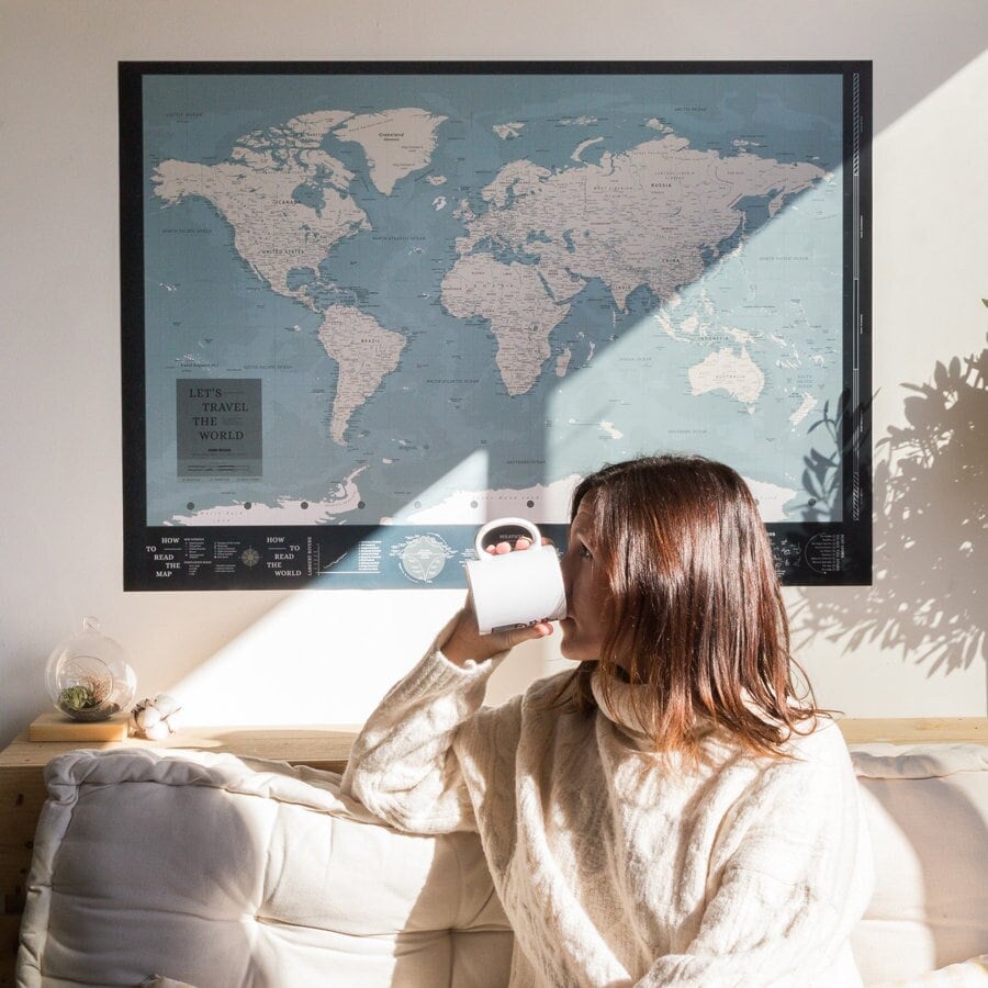 Downloadable Digital World Map to Print Poster Format 100 X 70 Cm ...