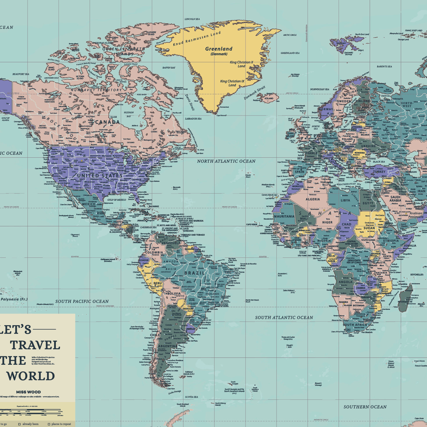 Downloadable Digital World Map to Print Poster Format 100 X 70 Cm ...