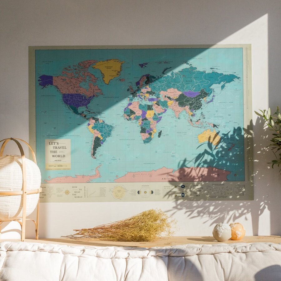 Downloadable Digital World Map to Print Poster Format 100 X 70 Cm ...