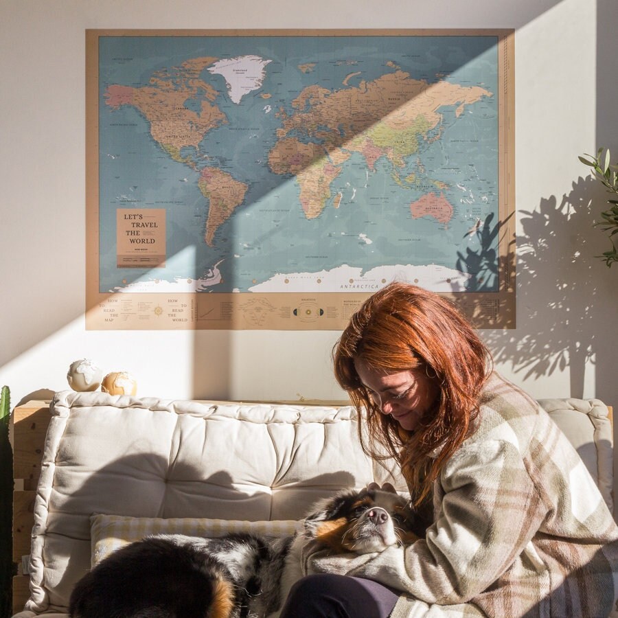 Downloadable Digital World Map to Print Poster Format 100 X 70 Cm ...