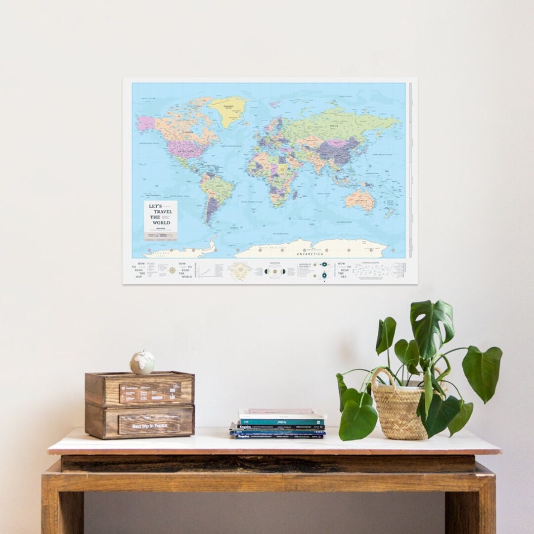 Downloadable Digital World Map to Print Poster Format 100 X 70 Cm ...