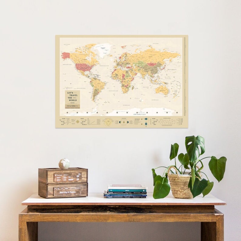Downloadable Digital World Map to Print Poster Format 100 X 70 Cm ...