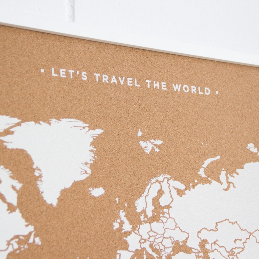 Cork World Map Woody Map Natural World White - Etsy