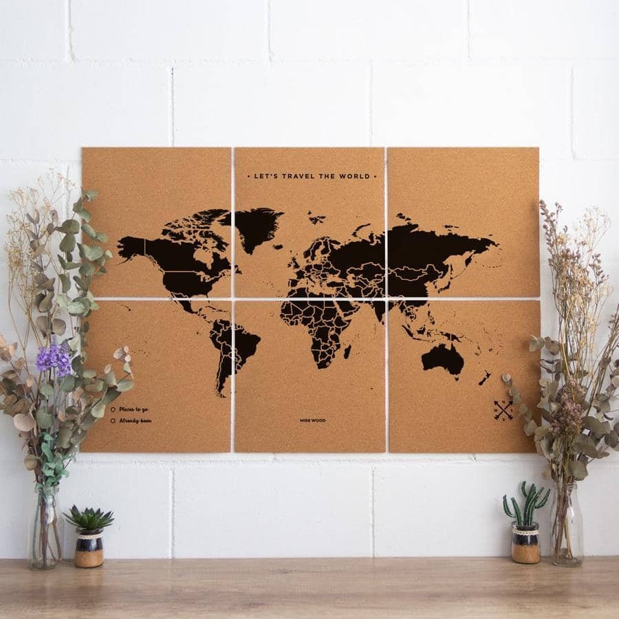 Mapa del mundo de corcho Woody Map Natural Puzzle - Etsy España