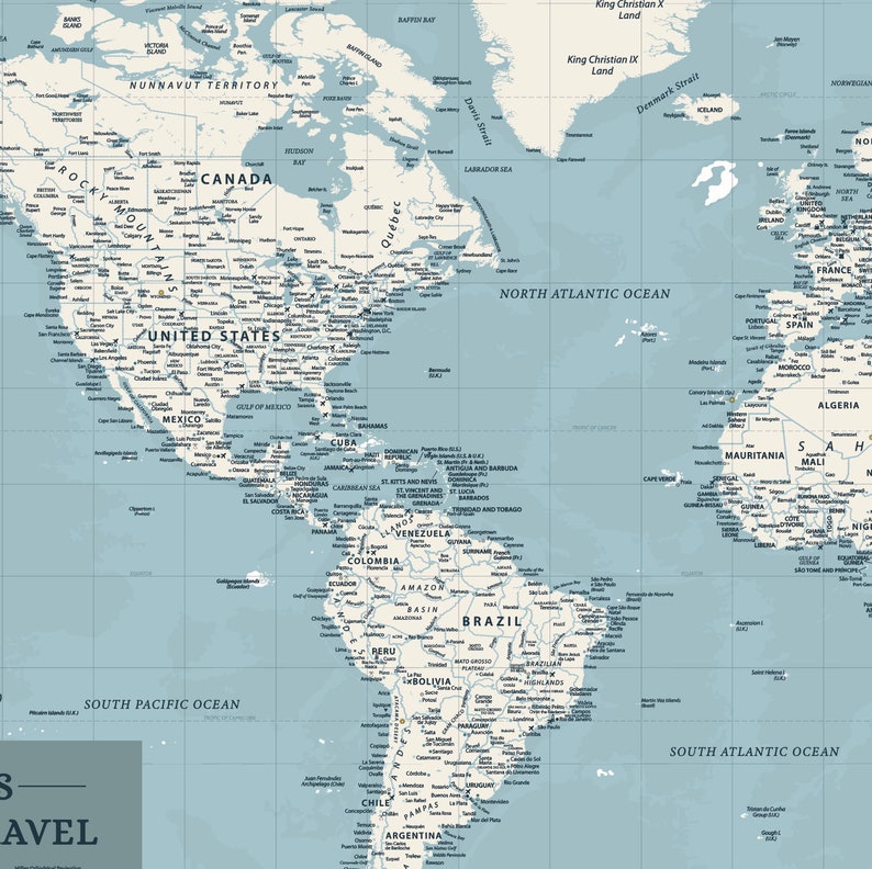 Downloadable Digital World Map to Print Poster Format 100 X 70 Cm ...