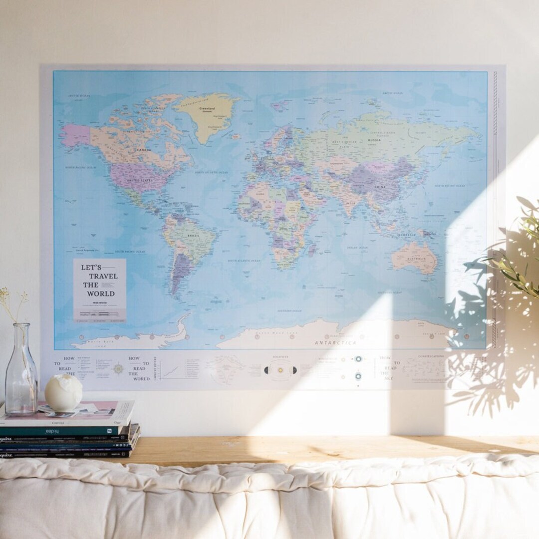 Downloadable Digital World Map to Print Poster Format 100 X 70 Cm ...